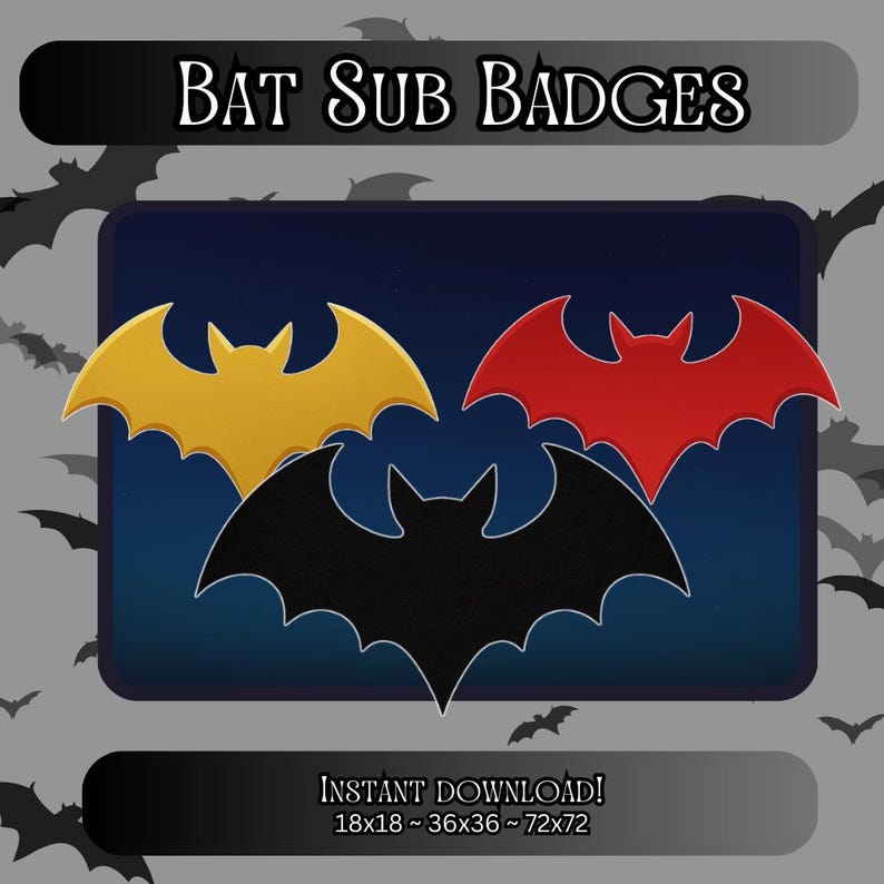 Gothic Bat Twitch Sub Badges: Stream Loyalty Icons - Etsy