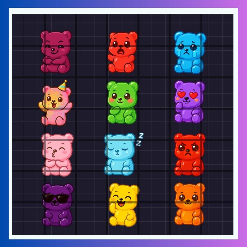 Gummy Bear Chibi Emotes | Twitch, Discord, Kick & Youtube (pngs) - Etsy