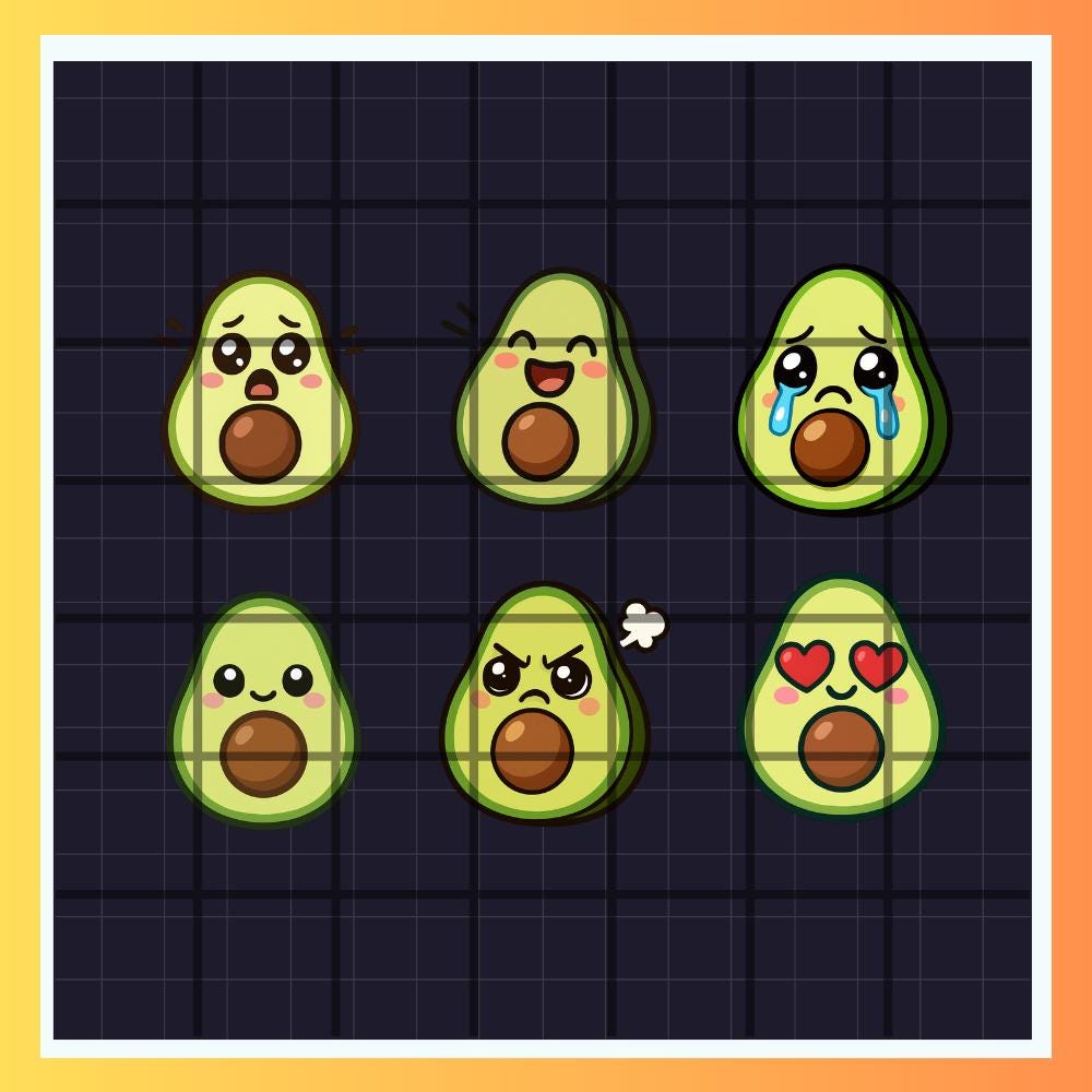 Chibi Fruit & Veggie Emote Pack: 18 Twitch Streamer Avatars (digital ...