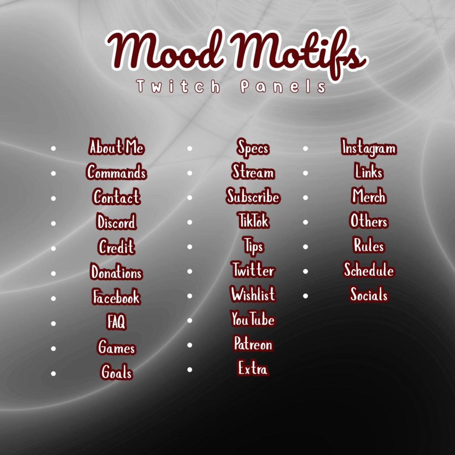 Vampire Twitch Panels | Chibi Stream Overlay Panels | Cute Stream ...