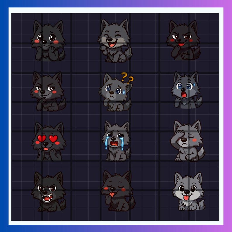 Chibi Wolf Emotes Pack, Stream Chat Graphics (instant Download) - Etsy