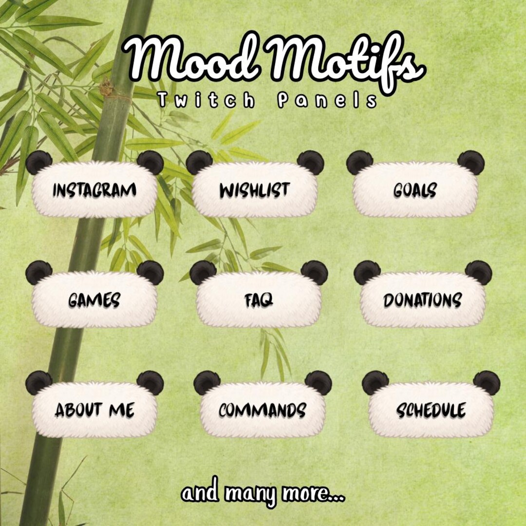 Furry Panda Twitch Panels | 27 Stream Overlays (PNG - Etsy