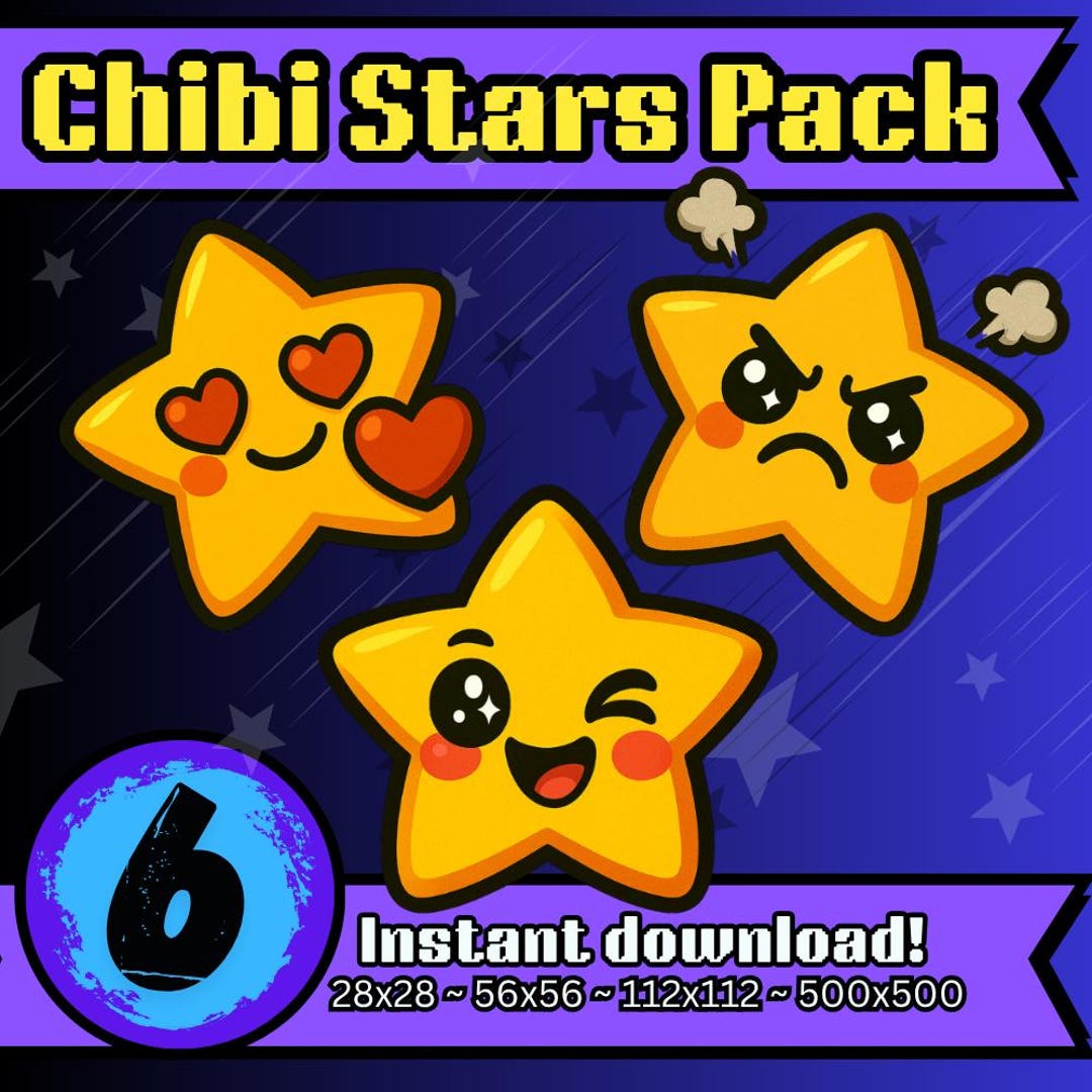 Chibi Star Emotes for Twitch, Kick, Youtube & Discord | Cute Star PNG ...