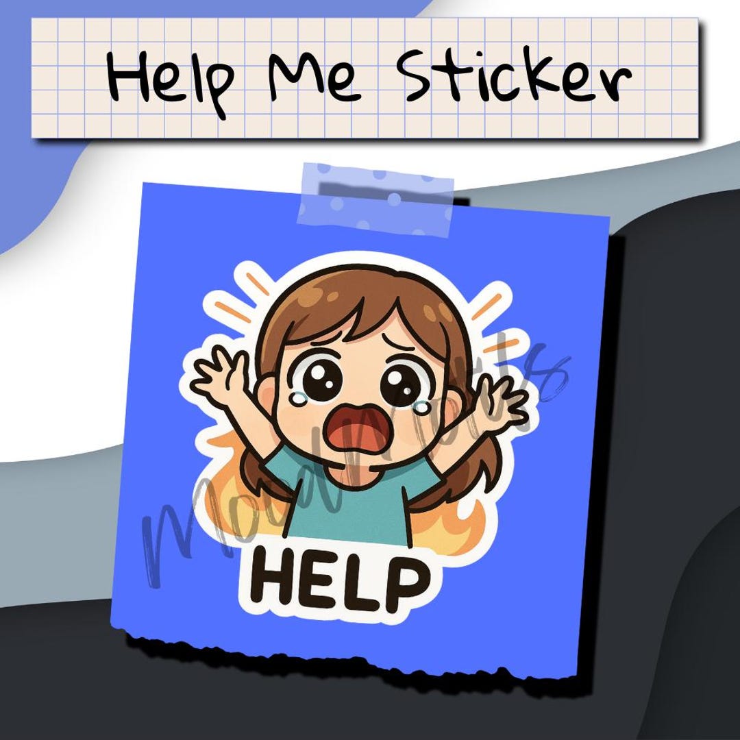 Help Me Discord Sticker | Cry for Help Sticker | Chibi Panic Sticker - Etsy
