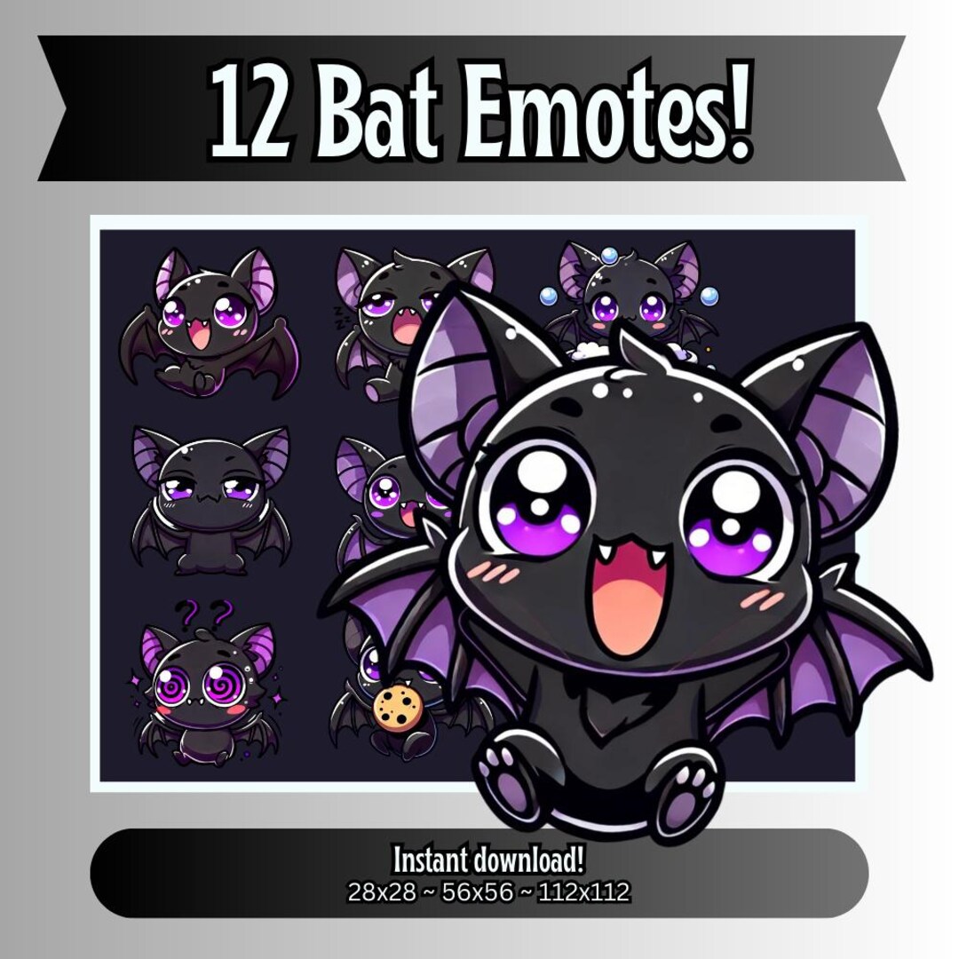 12 Cute Bat Twitch Emotes Pack, Cute and Spooky Emotes for Twitch and ...