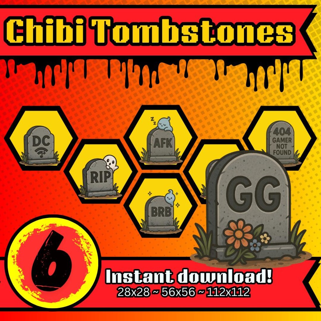 6 Cute Chibi Tombstone/grave Twitch Emotes Pack - Cute & Funny Stream ...
