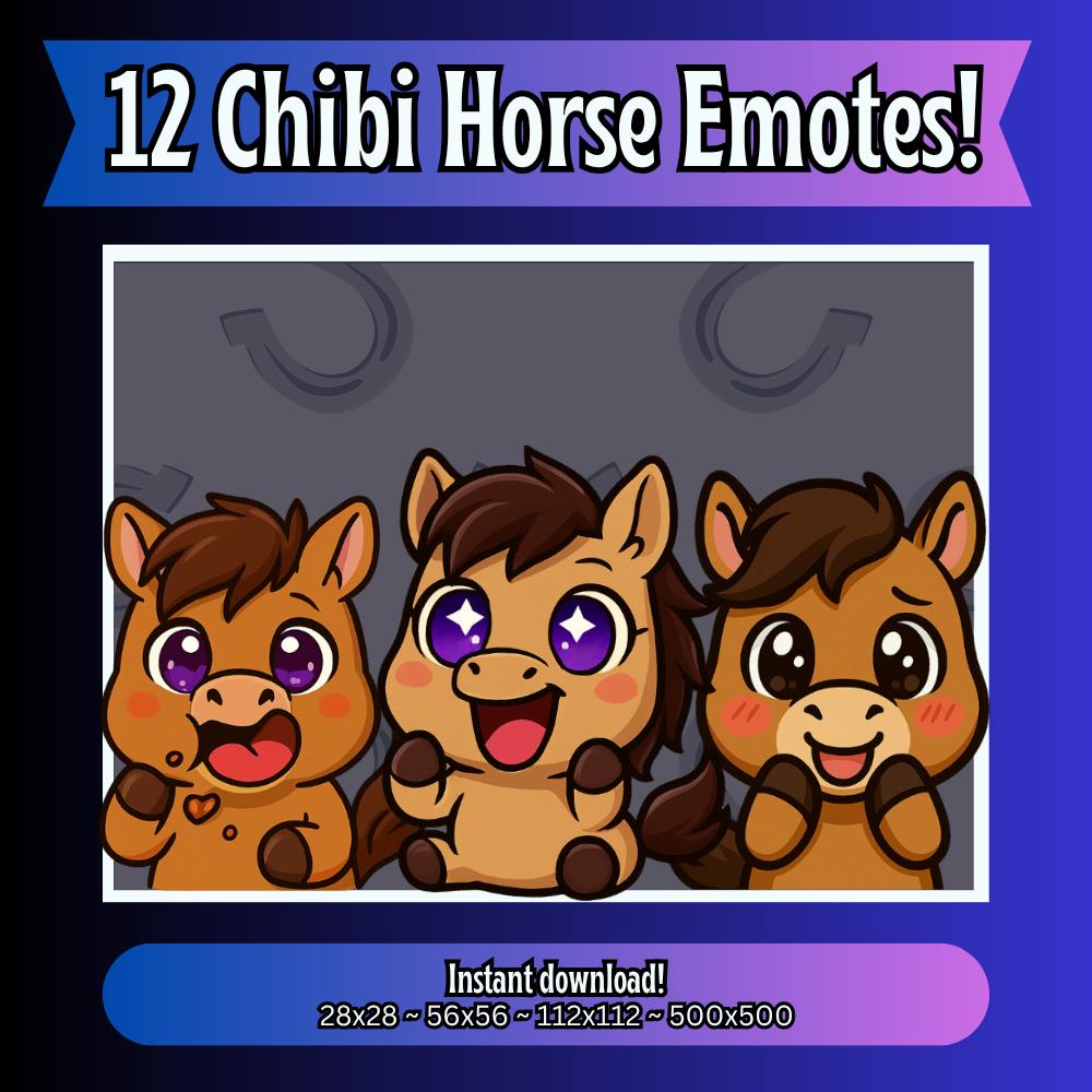 Chibi Horse Emotes for Twitch, Kick, Youtube, Discord (instant Download ...