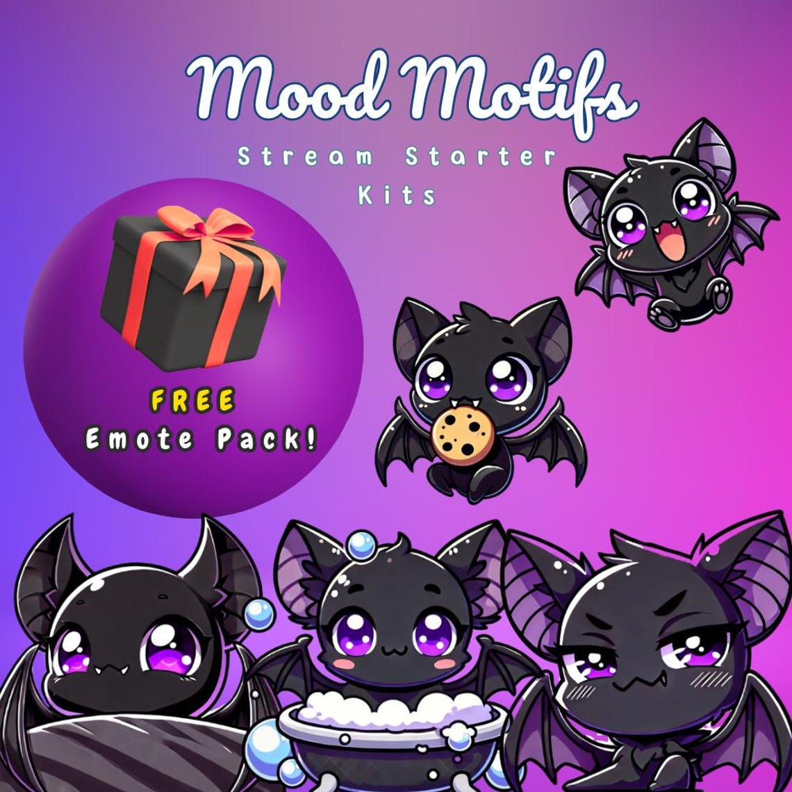 Gothic Bat Stream Pack: Purple Twitch Overlays, Panels & Emotes - Etsy