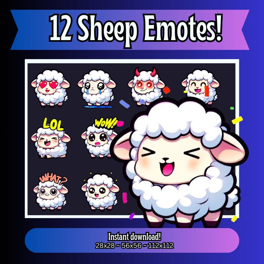 12 Sheep Twitch Emotes Pack Instant Download, All Sizes, Ready to Use ...