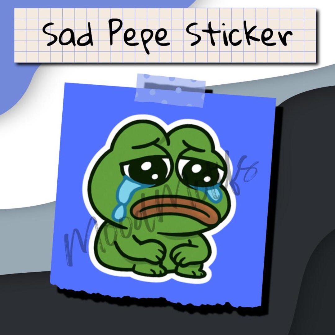 Sad Pepe Discord Sticker | Crying Pepe Sticker | Funny Chibi Discord ...