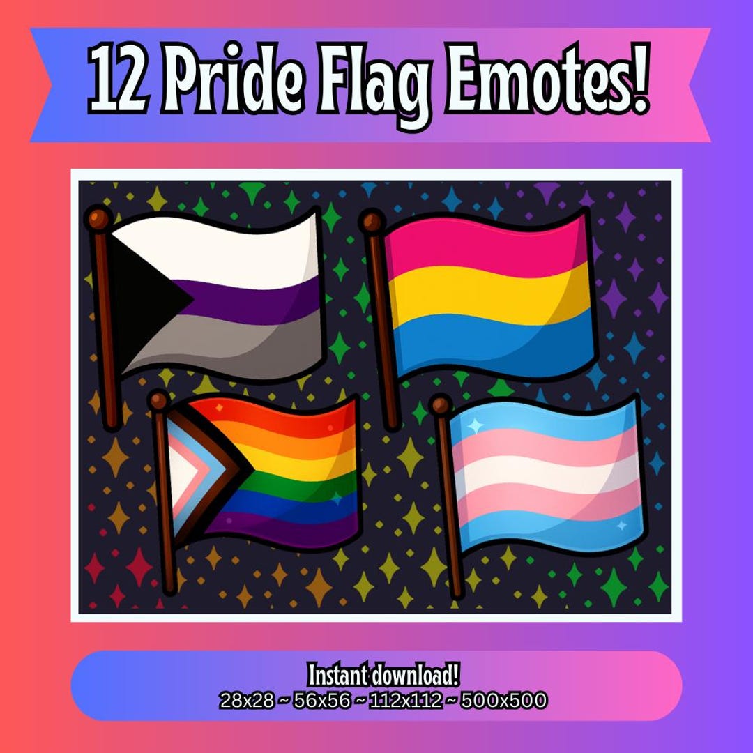 Pride Flag Emotes: LGBTQ+ Stream Chat Graphics (PNG Digital Download ...