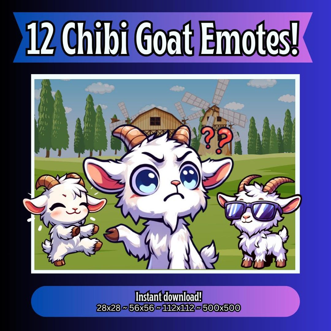 Chibi Goat Emotes for Twitch, Kick, Discord (instant Download) - Etsy