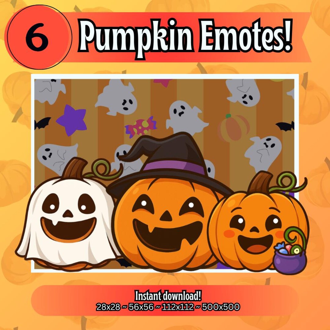 Pumpkin Emotes for Twitch & Discord | Halloween Emote Pack | Cute Fall ...