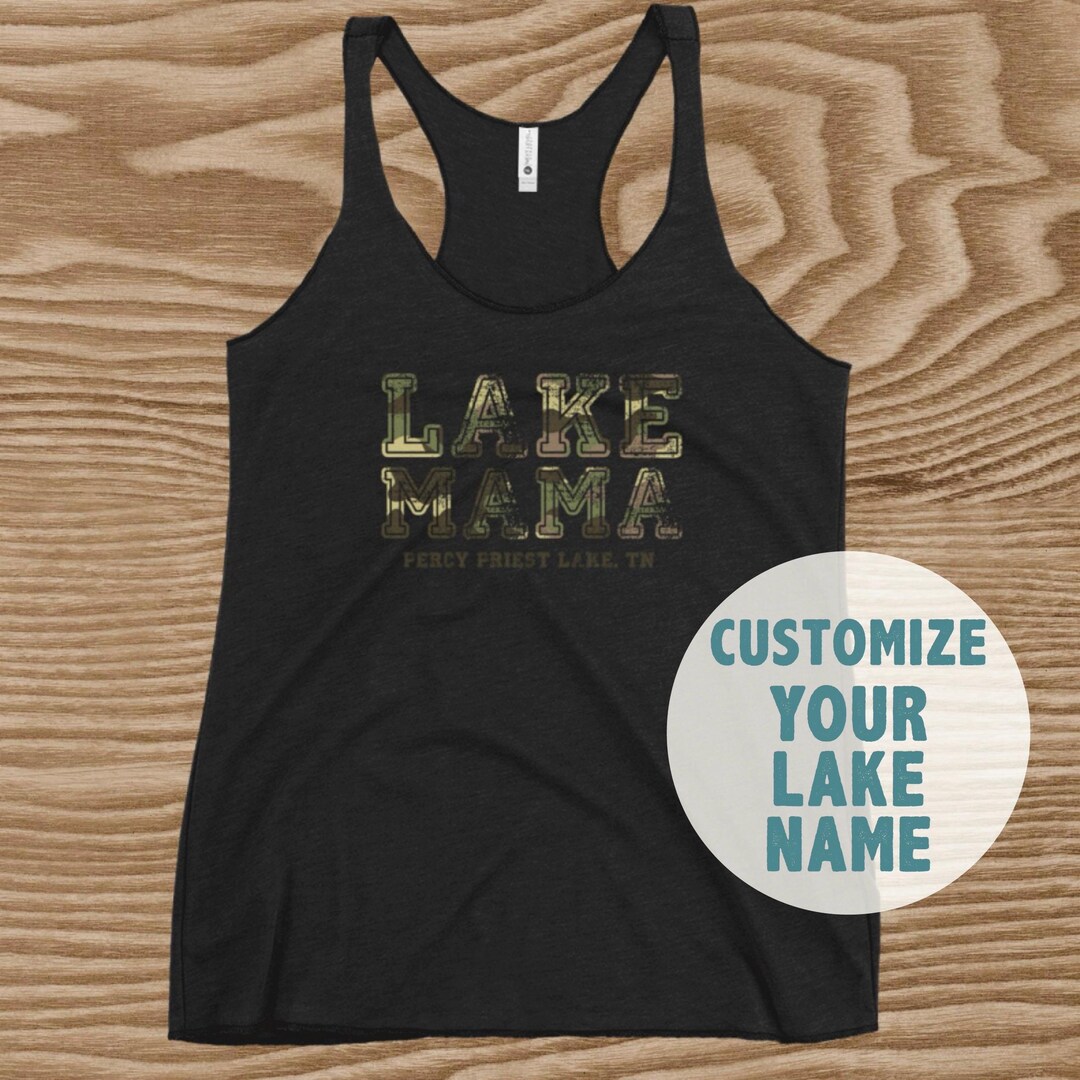 Lake Mama Camo - Customizable Lake - Women's Cotton Blend Racerback ...