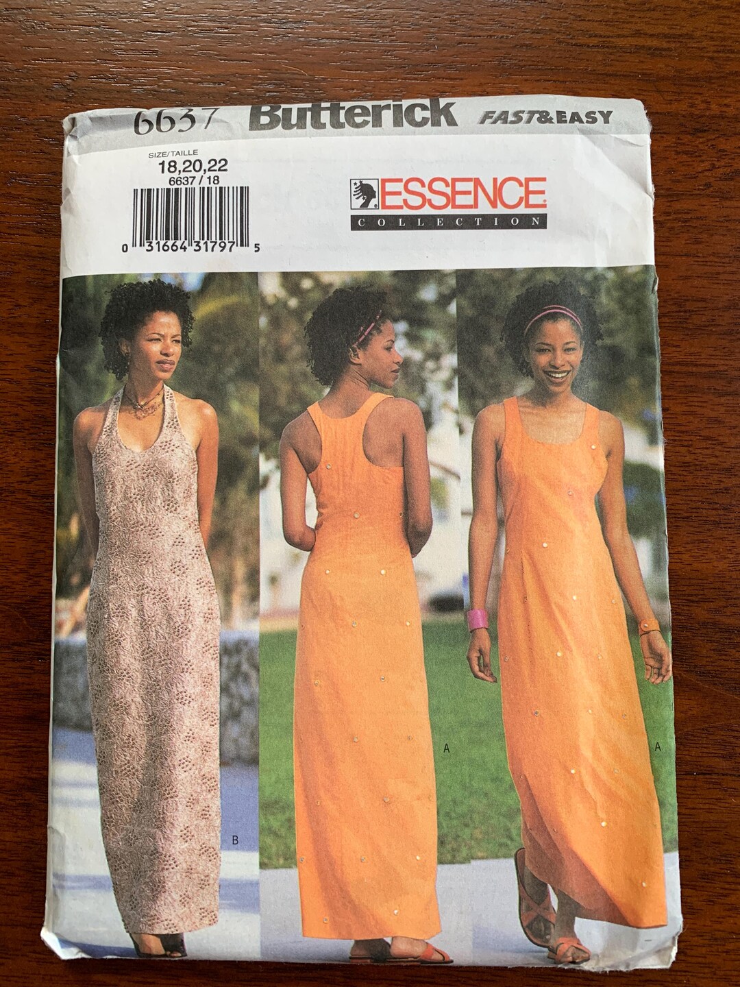 Uncut Misses Maxi Dress Pattern Butterick 6637 - Racer Back - Halter ...