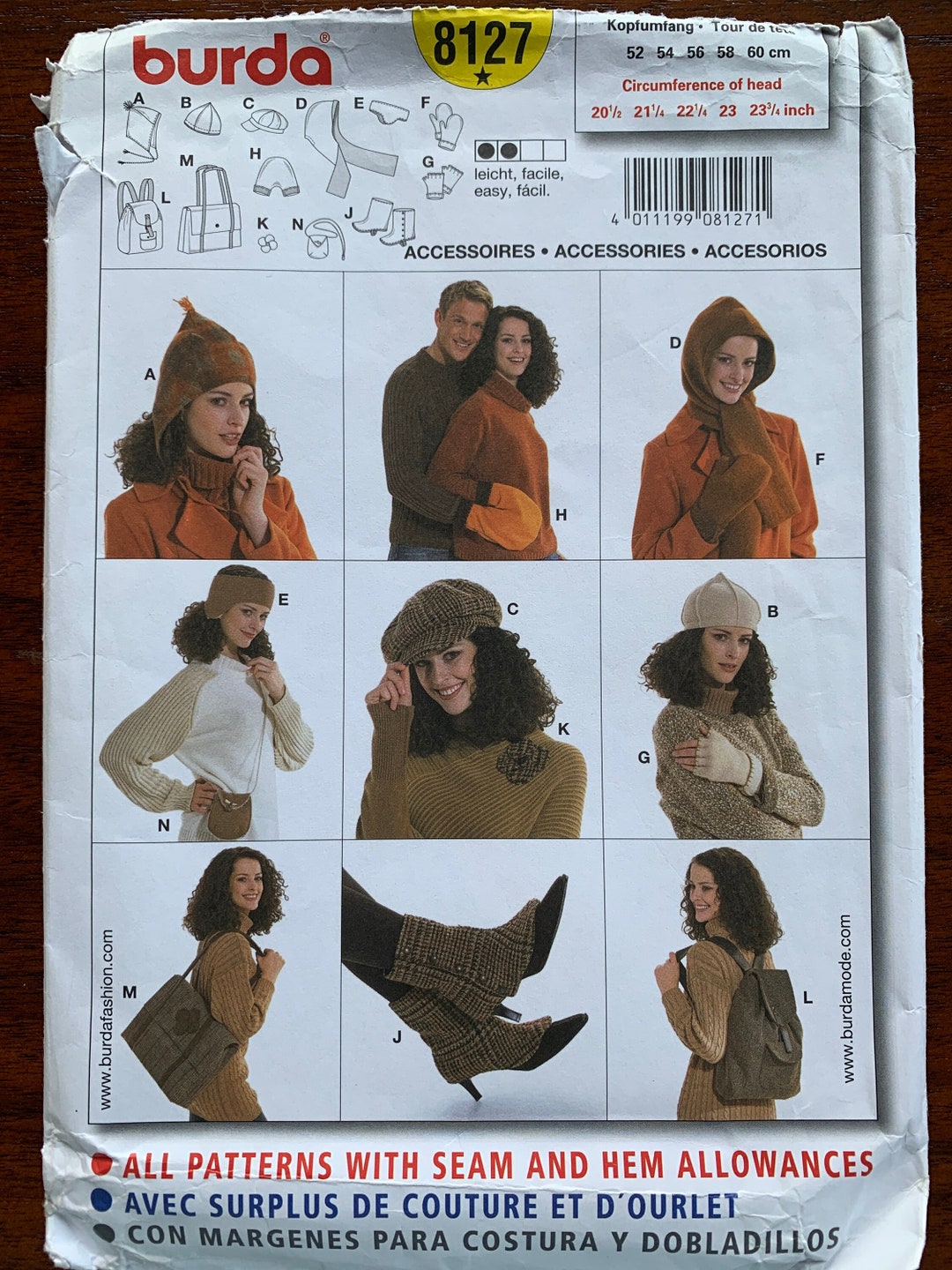 Burda Fleece Accessories Pattern Hats, Caps, Ear Warmers, Mittens ...