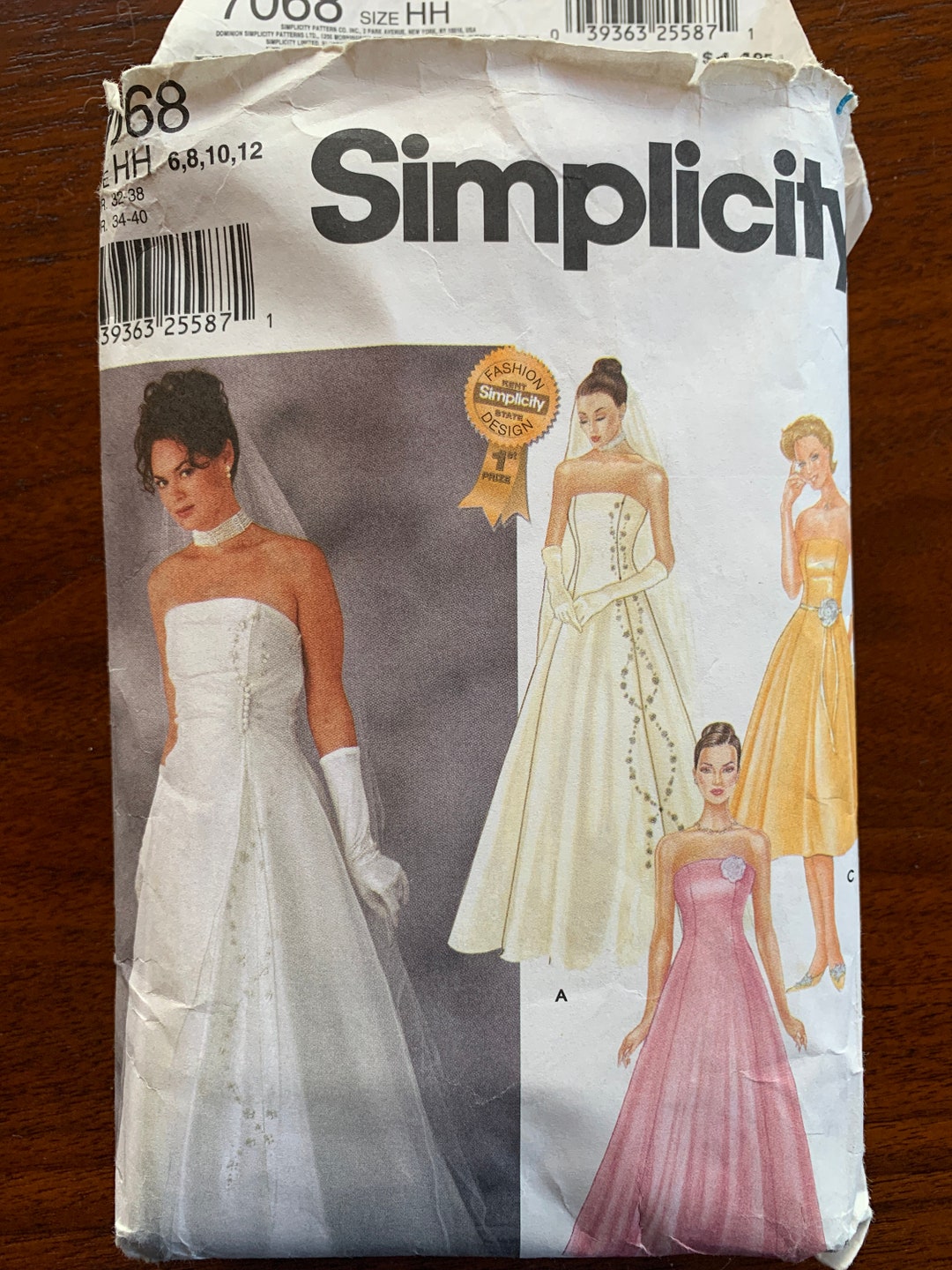 Misses Strapless Evening Dress Pattern Simplicity 7068 - Full Skirt ...