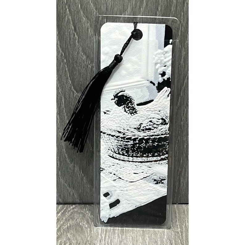 3D Printed Hen on Nest Black & White Bookmark Tassel Textured Farmhouse ...