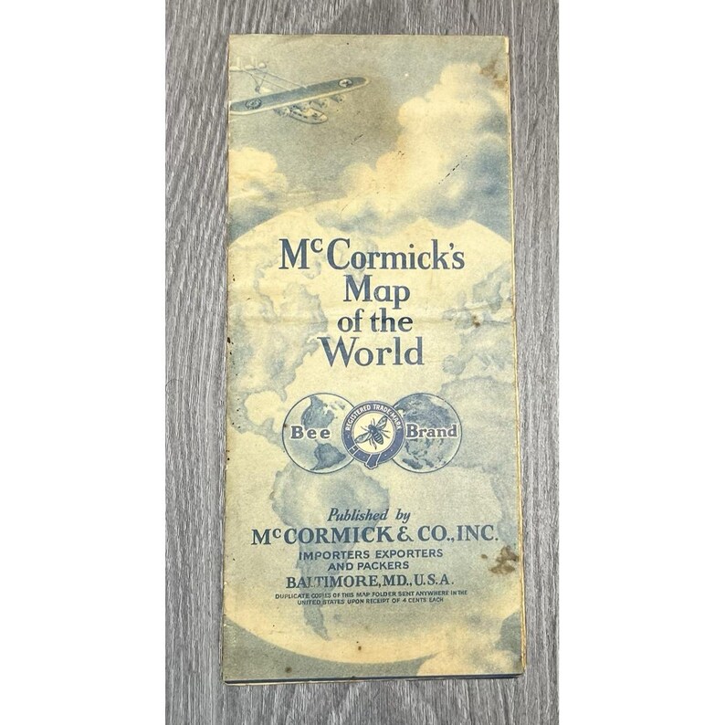 Vintage Mccormick's Map of the World Baltimore Maryland 1930's READ - Etsy