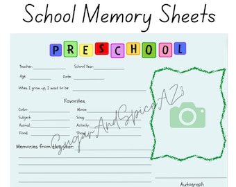 Memory Box Folder Cover, Memory Box Questionnaire, Printable Kids ...