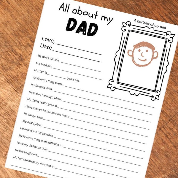 Printable Fathers Day Questionnaire - Etsy