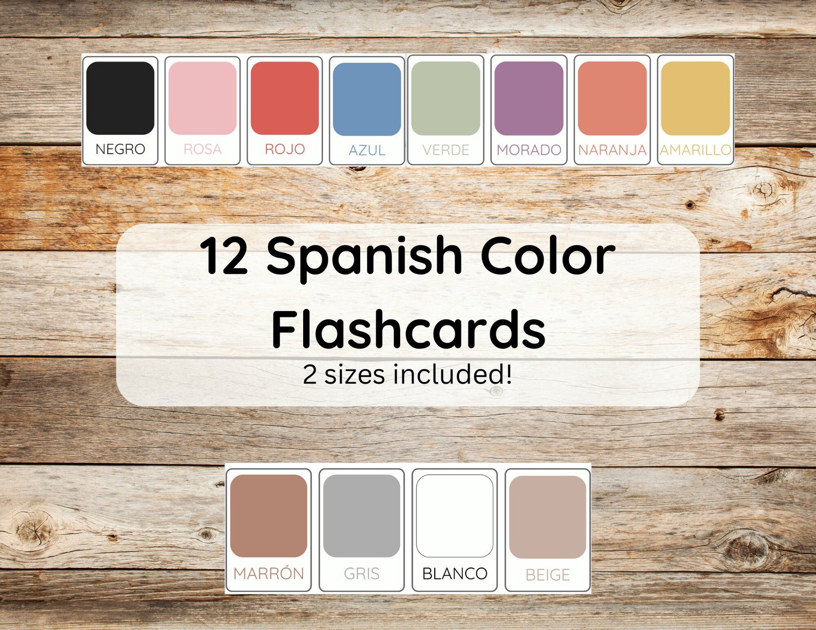 12 Spanish Color Flashcards, Montessori Flashcards, Spanish Cards ...