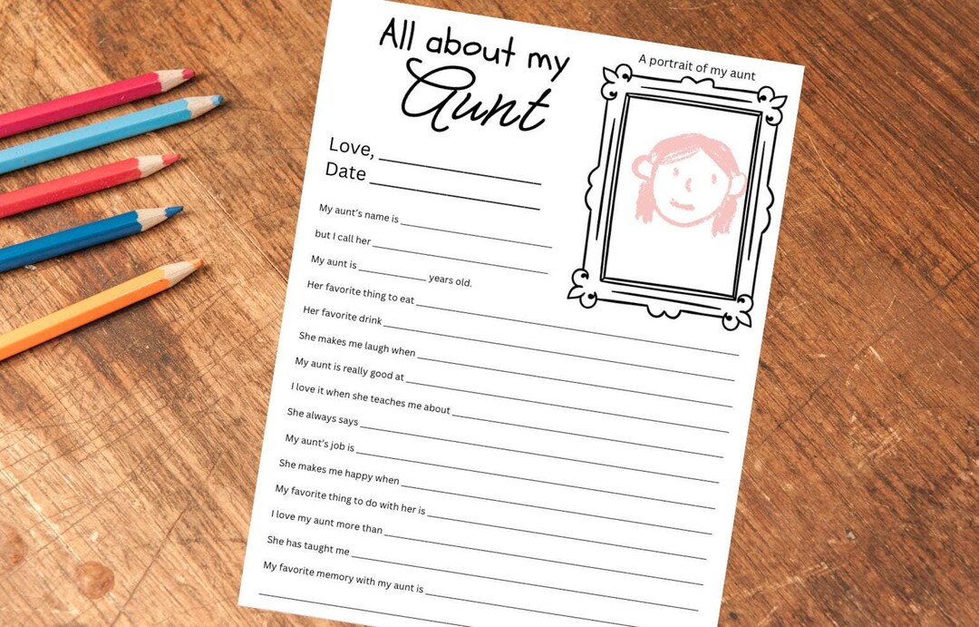 All About My Aunt Questions Print, Instant Download, Interview ...