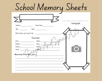 Kids School Memory Box: Interview Questions, Keepsake File (PDF ...