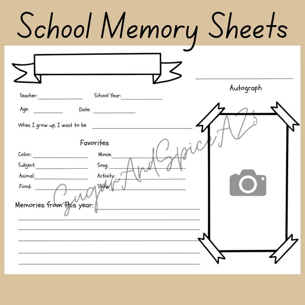 School Memory Folder Printables - Etsy