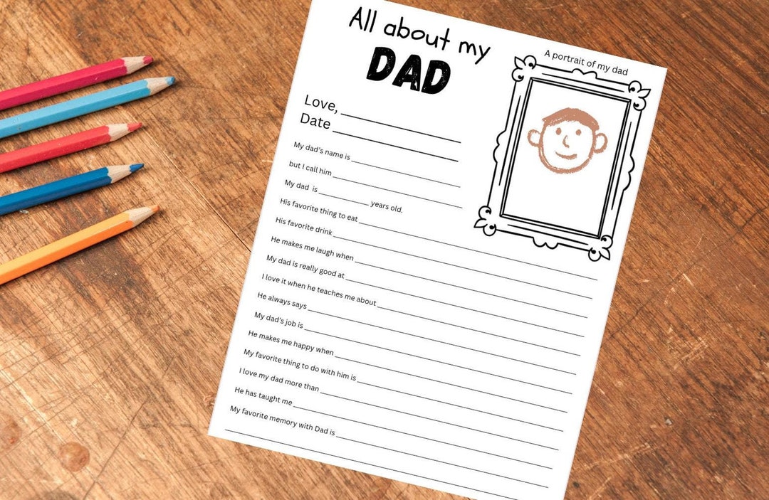 All About My Dad Questions Print, Instant Download, Daddy Father ...