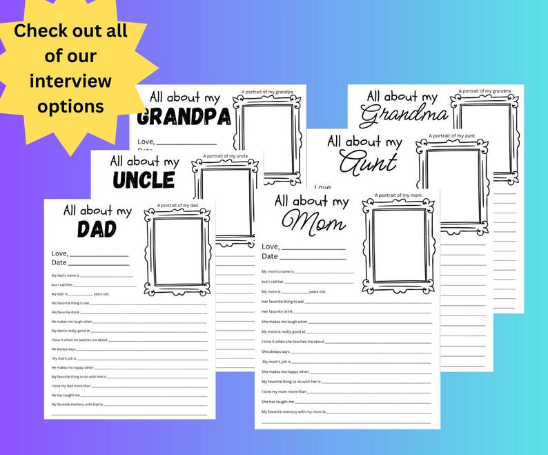 All About My Grandpa Questions Print, Instant Download, Papa Pops ...