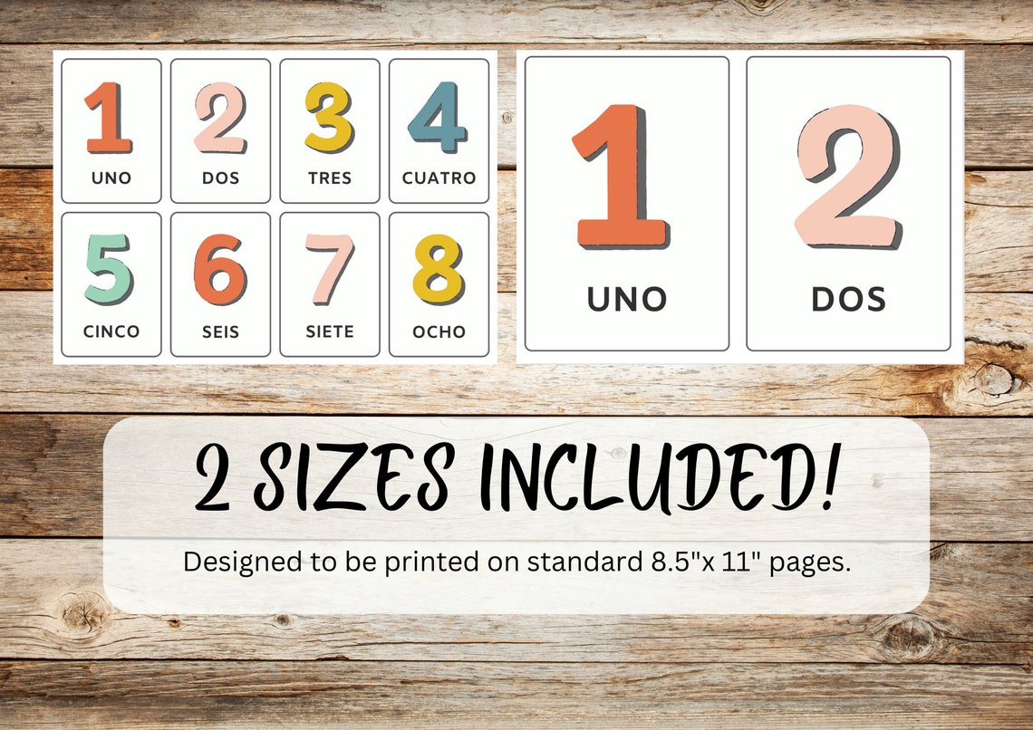 Spanish Number Cards, Montessori Flashcards, Spanish Cards, Educational ...