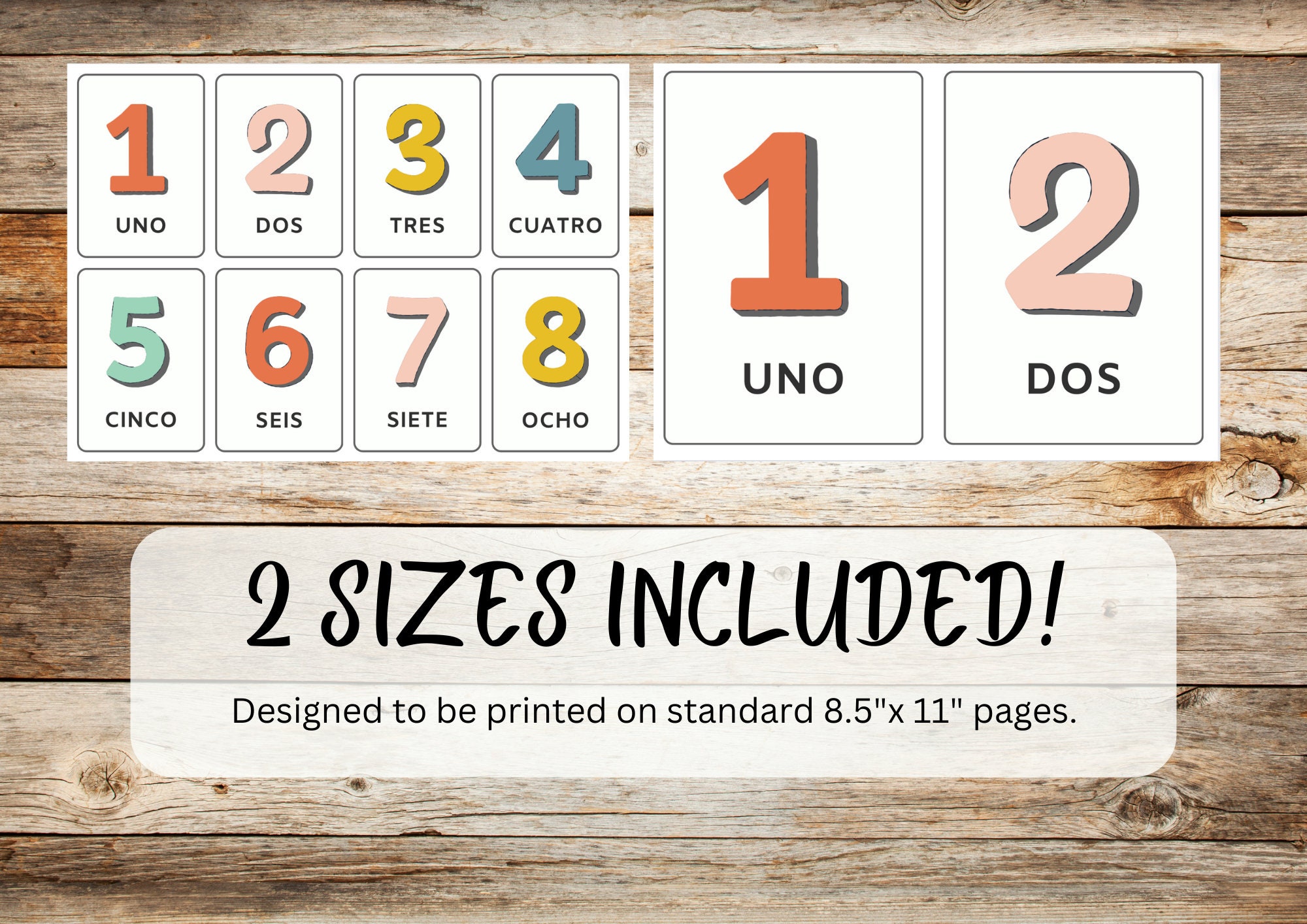 Spanish Number Cards, Montessori Flashcards, Spanish Cards, Educational ...