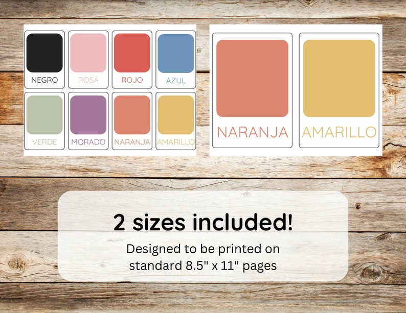 12 Spanish Color Flashcards, Montessori Flashcards, Spanish Cards ...