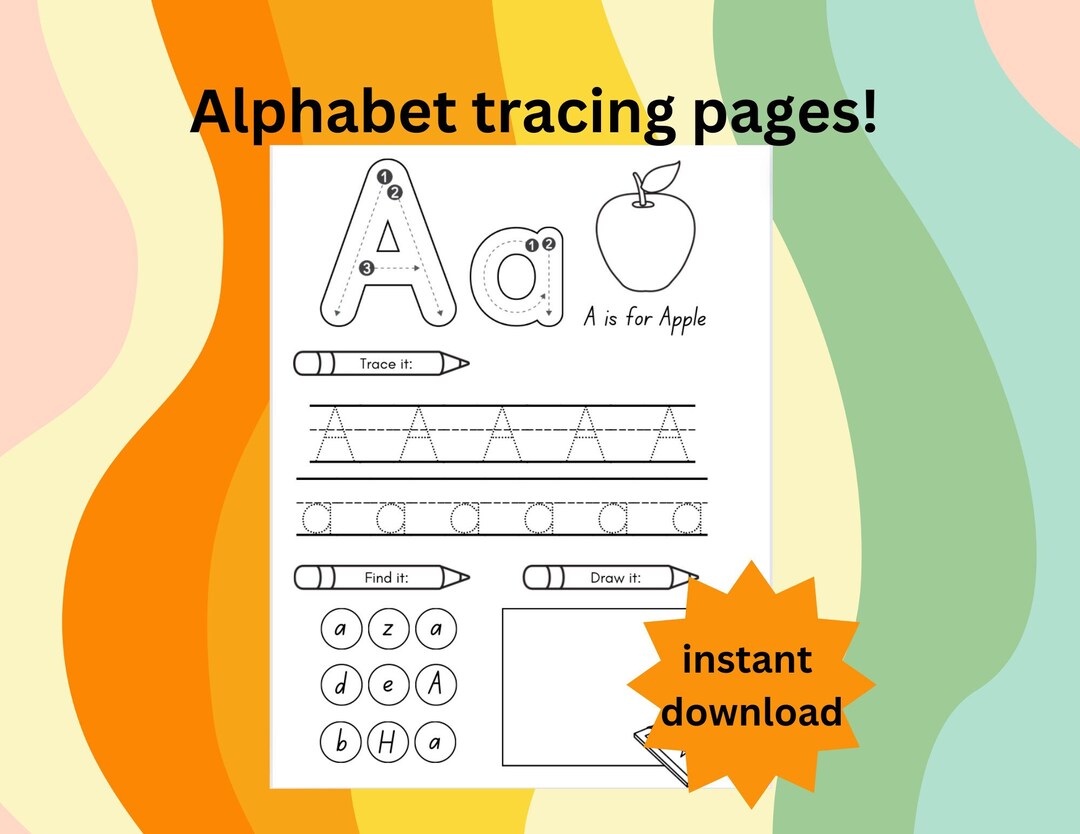 Alphabet A-Z Worksheets for Kids, ABC Letters Tracing Sheet, Alphabet ...