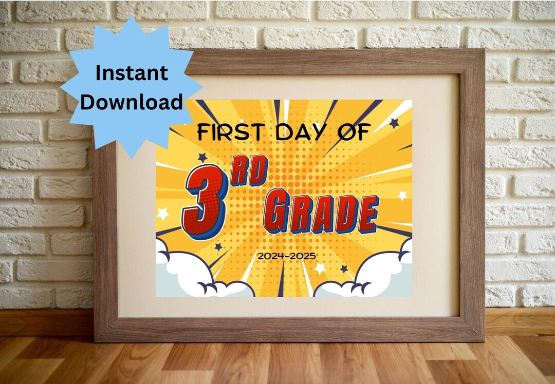 First Day of Third Grade School Sign, First Day of School, Back to ...