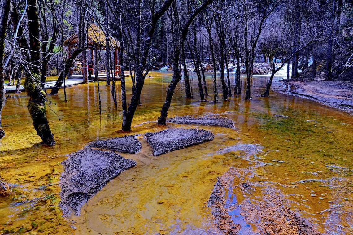 Jiuziehuan Calcified Waterfall Group, Munigou, China#7825. Unique ...