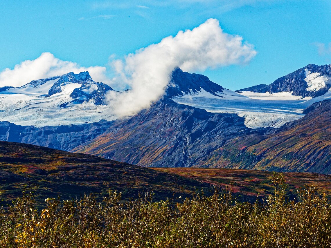 Late Fall Color of Alaska, Glacier, Tundra and Other Lichens, Low ...