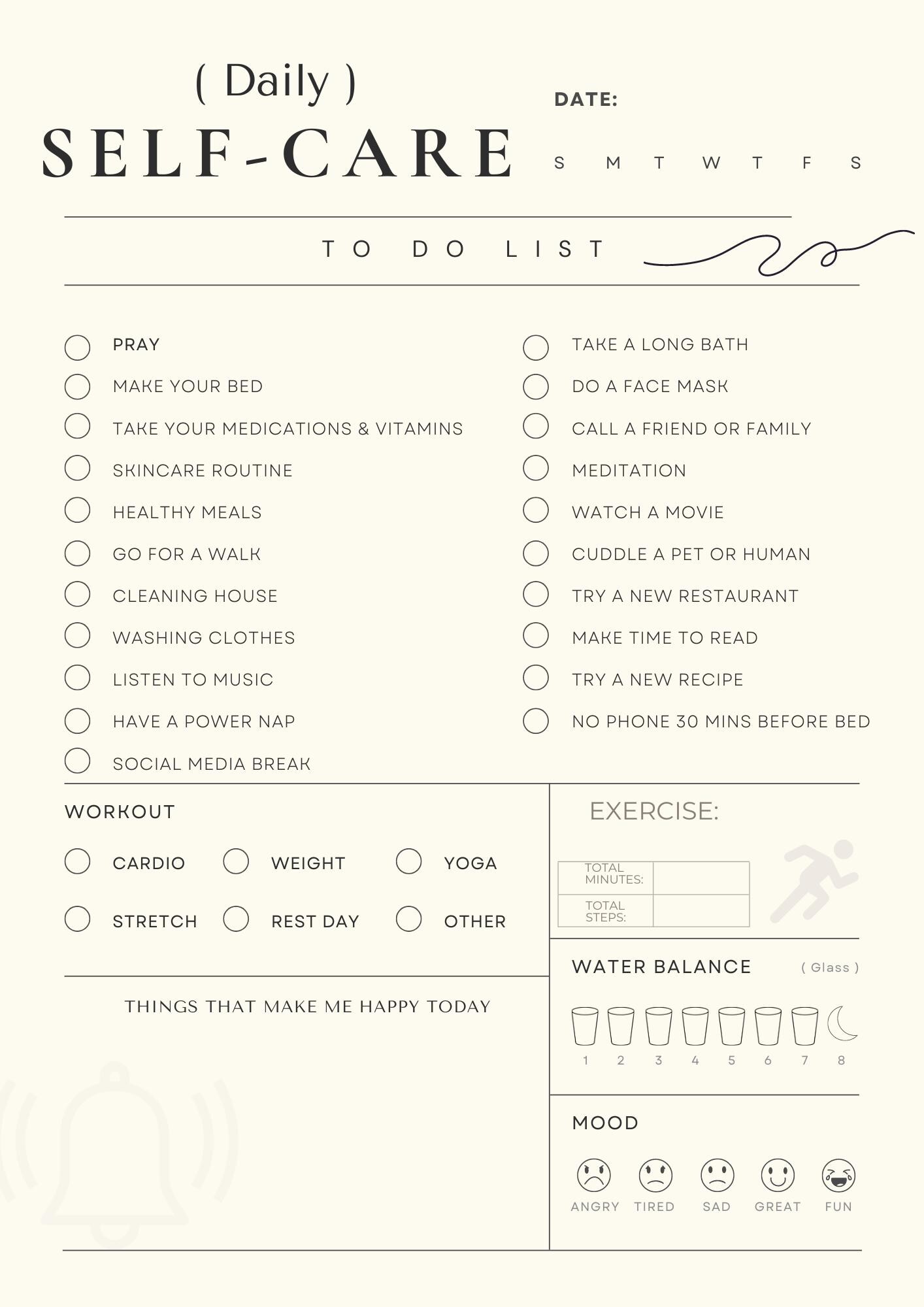 Printable Self Care Journal, Digital Download Planner, Gift for Her ...