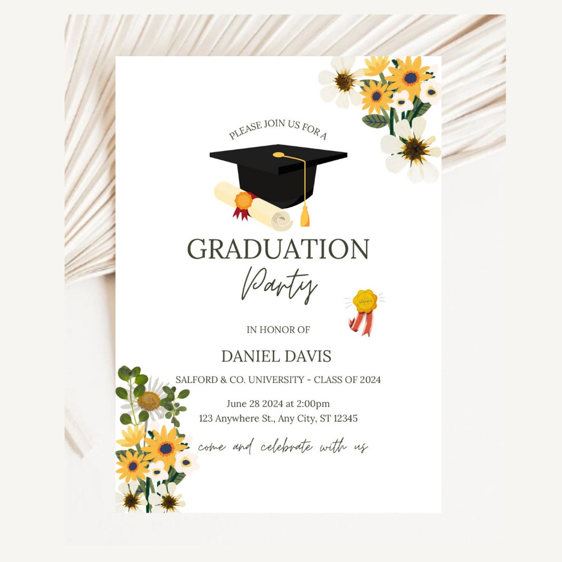 Graduation Invitation Editable in Canva - Instant Download** - Etsy