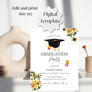 Graduation Invitation Editable in Canva - Instant Download** - Etsy
