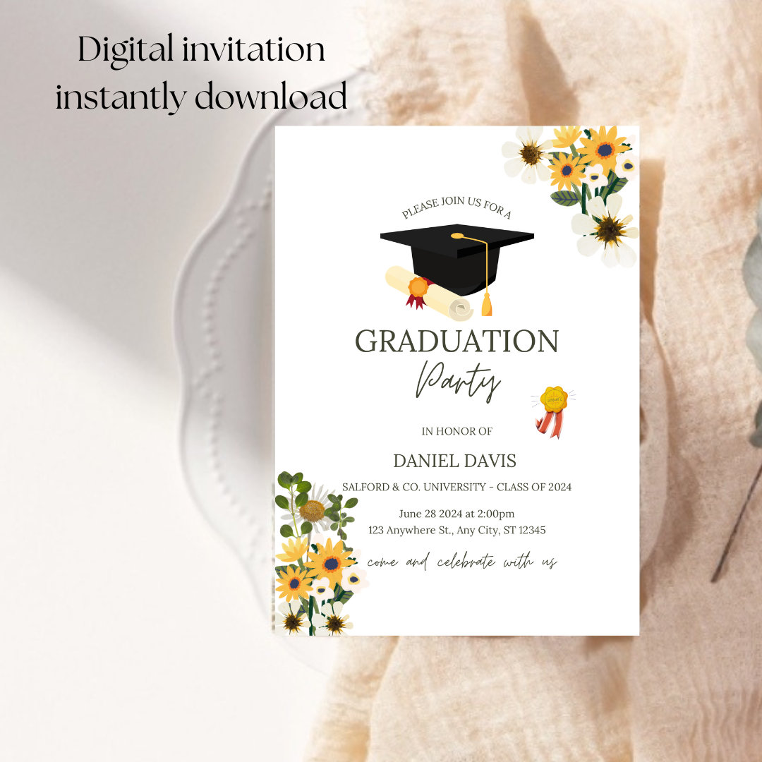 Graduation Invitation Editable in Canva - Instant Download** - Etsy