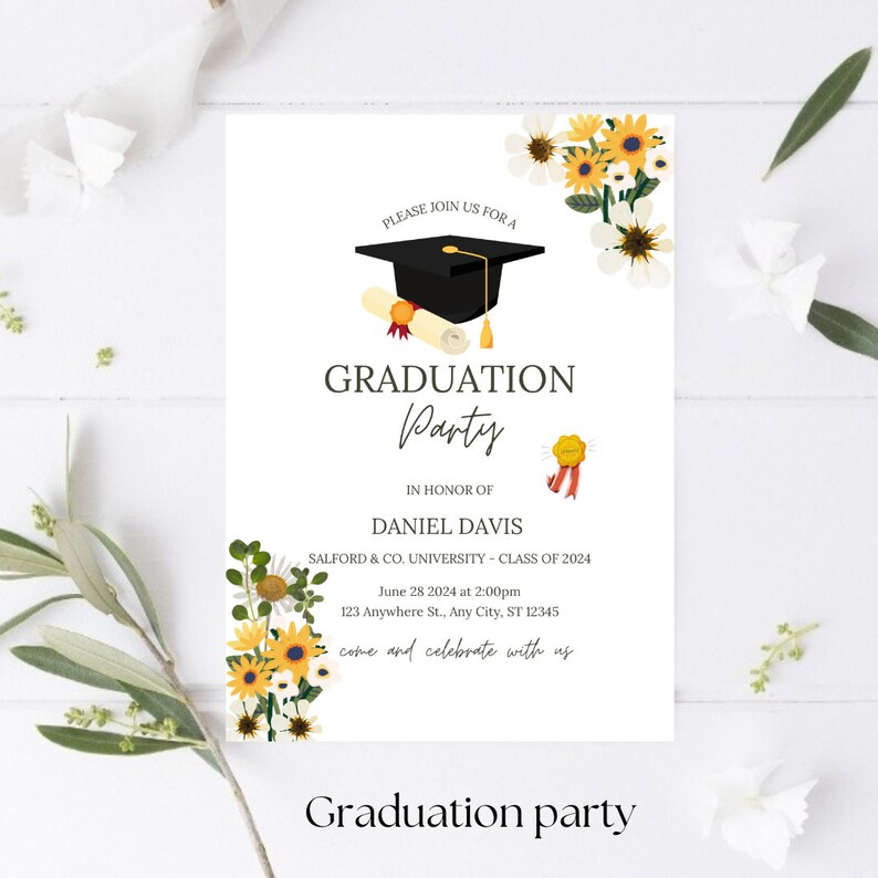 Graduation Invitation Editable in Canva - Instant Download** - Etsy