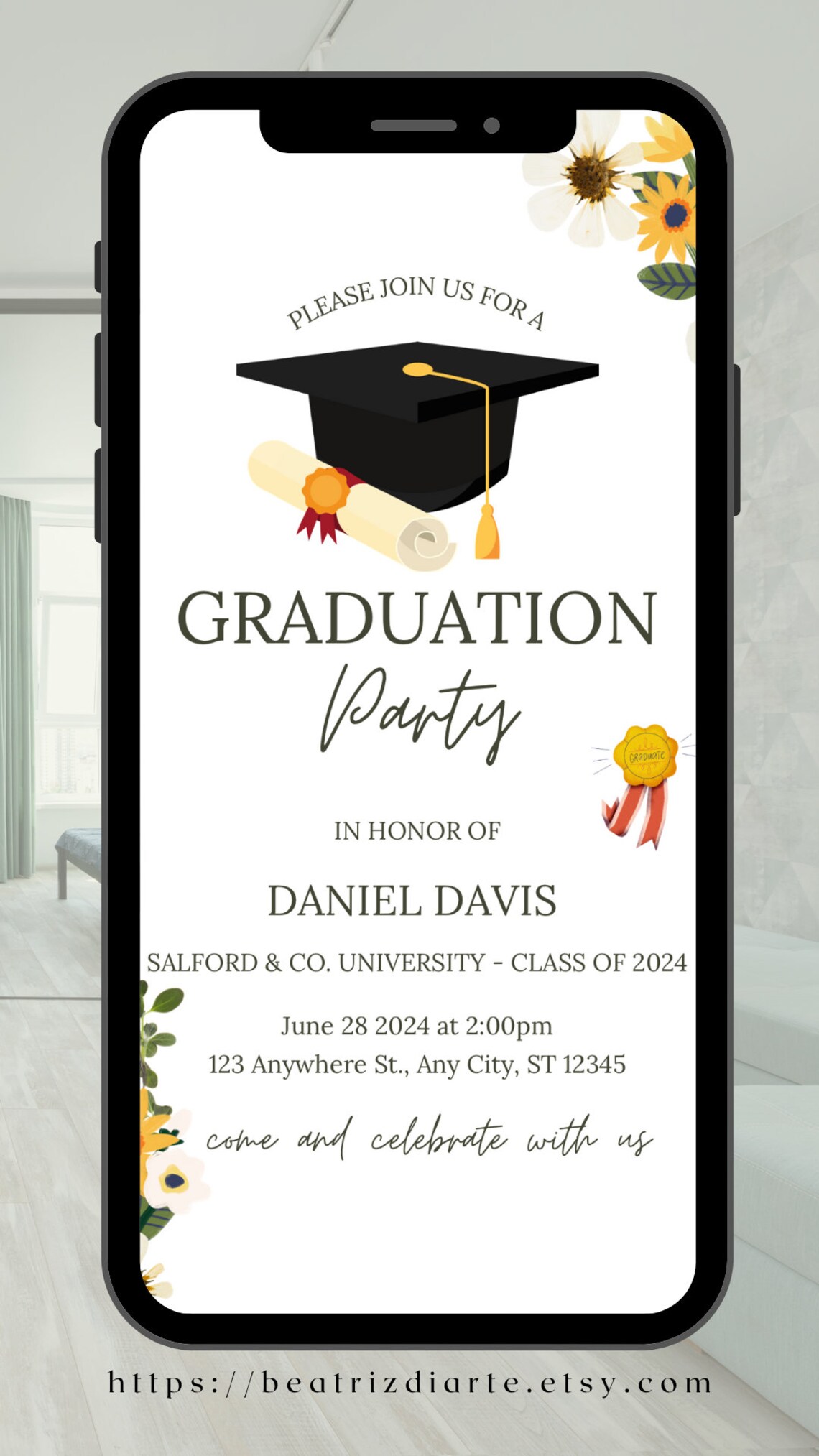 Graduation Invitation Editable in Canva - Instant Download** - Etsy