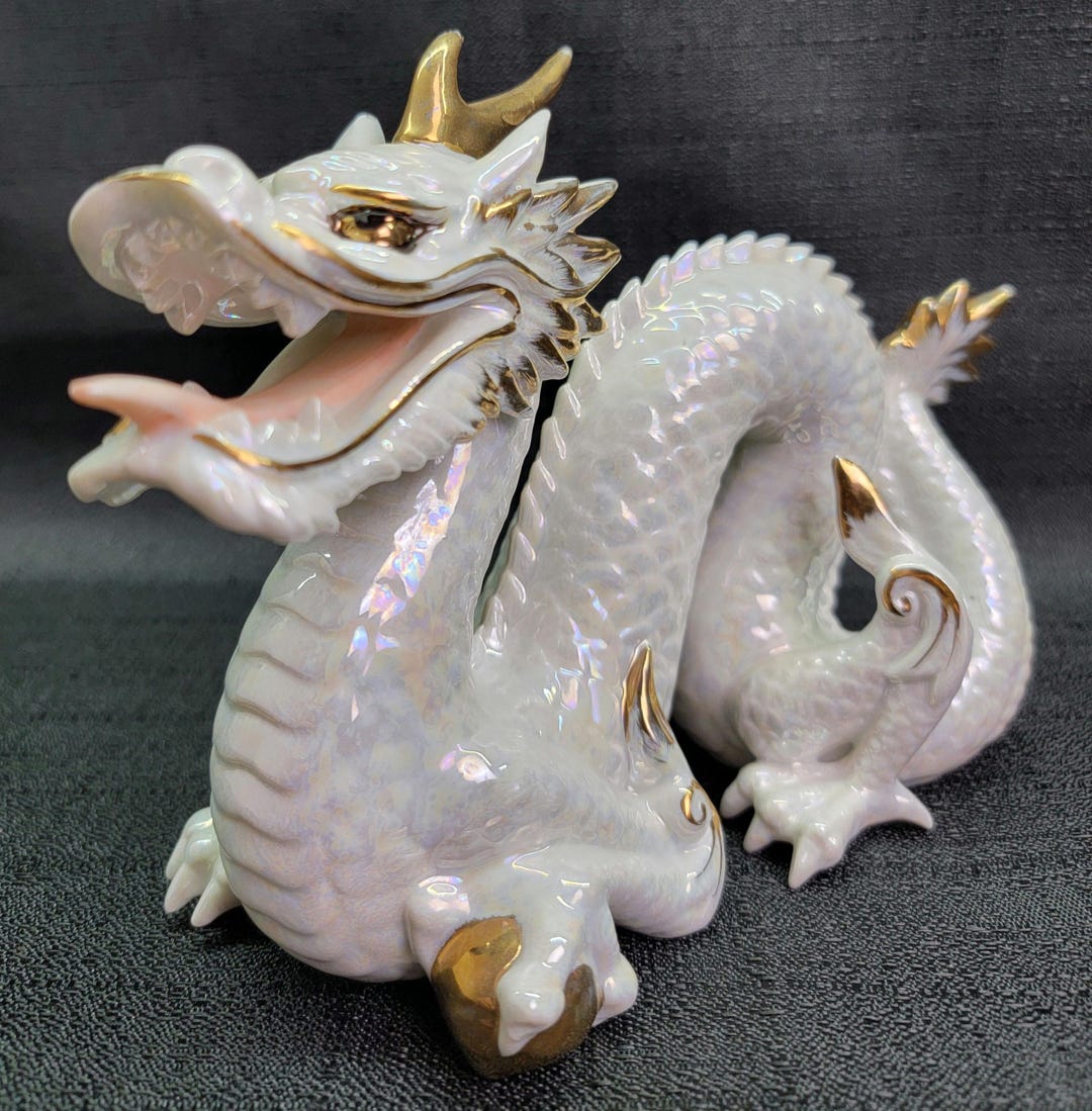 Porcelain Double Horned Foo Dragon Figurine Vintage Japan 8” - Etsy