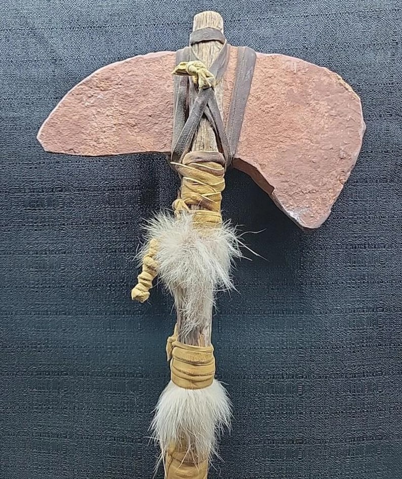 Tomahawk Native American Indian Pictographs Leather Wood Fur Stone - Etsy