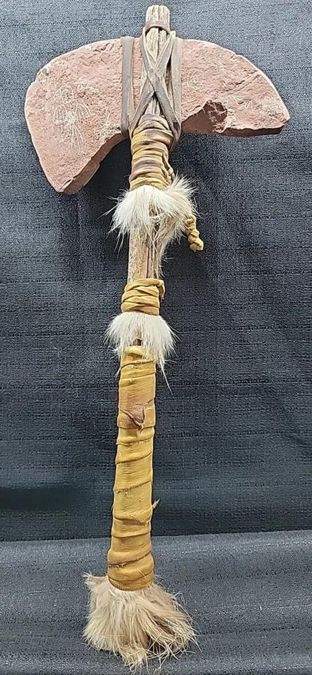 Tomahawk Native American Indian Pictographs Leather Wood Fur Stone - Etsy