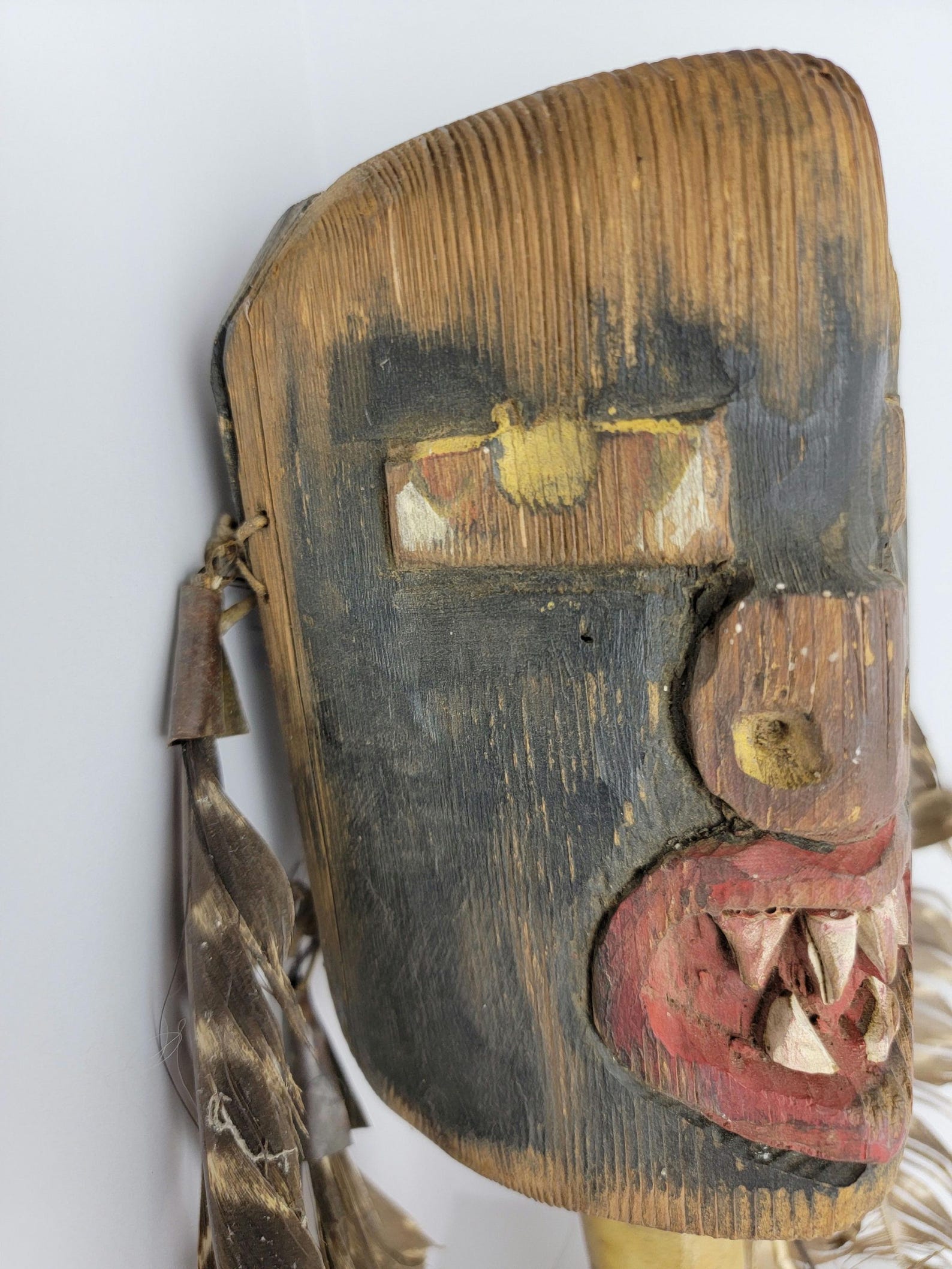 Vintage Hand Carved African Rattle With Leather, Feathers and Horsehair ...