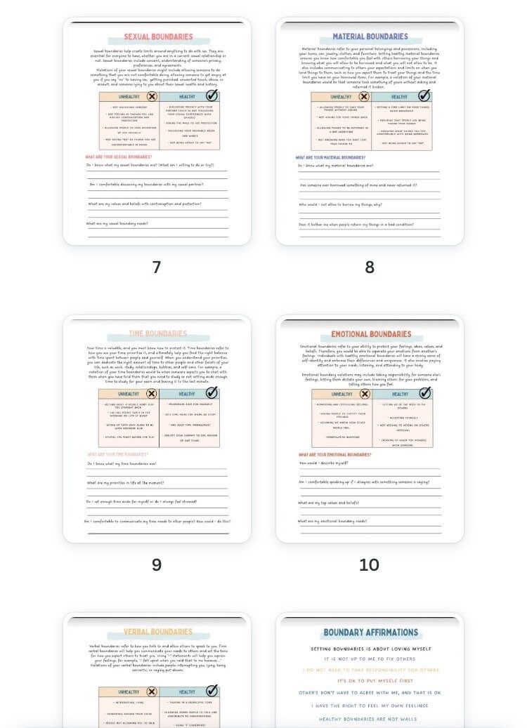 My Personal Boundaries Worksheets - Etsy