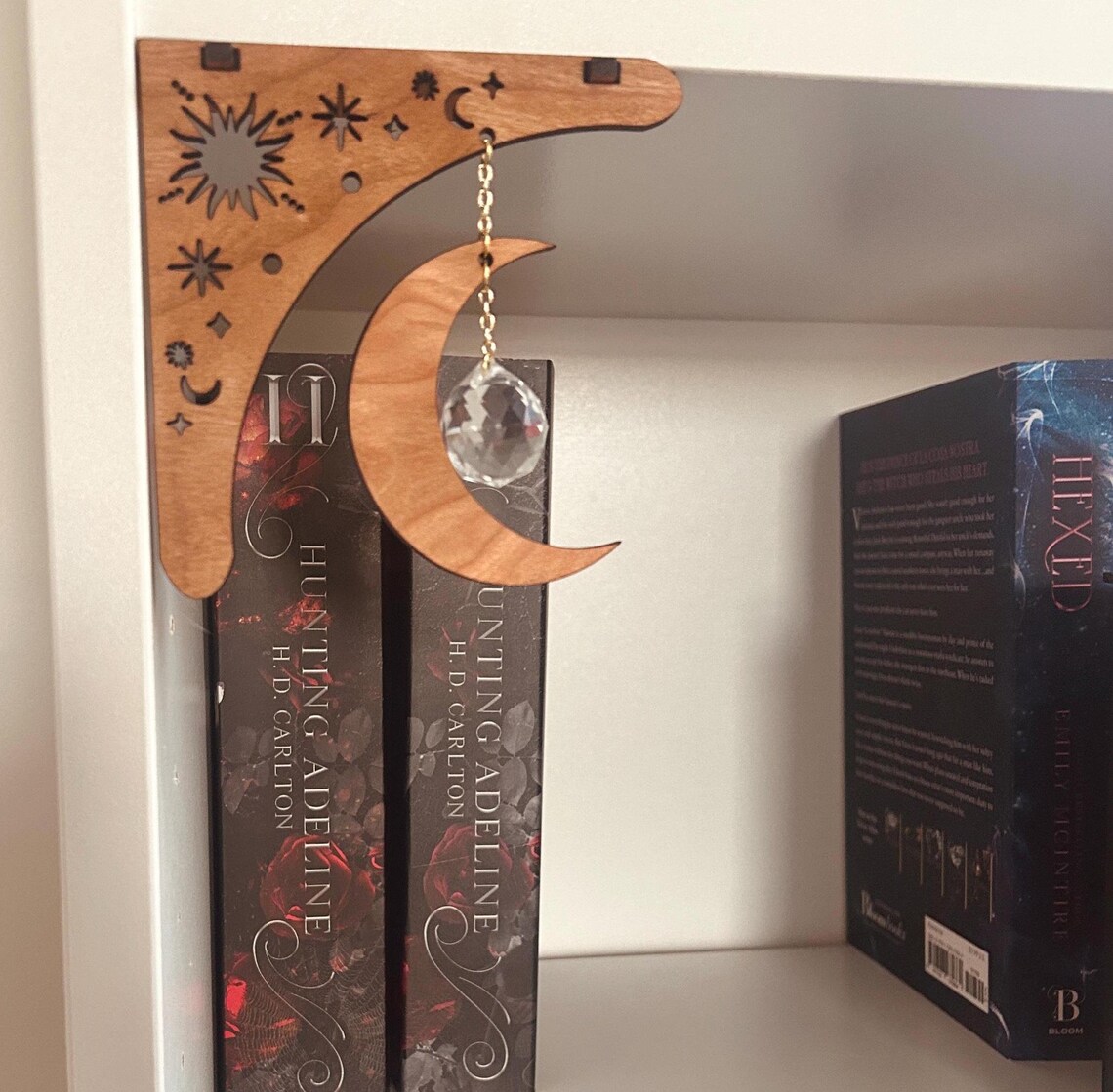 Corner Bookshelf Moon Suncatcher Corbel Hanger | Bookshelf Crystal ...